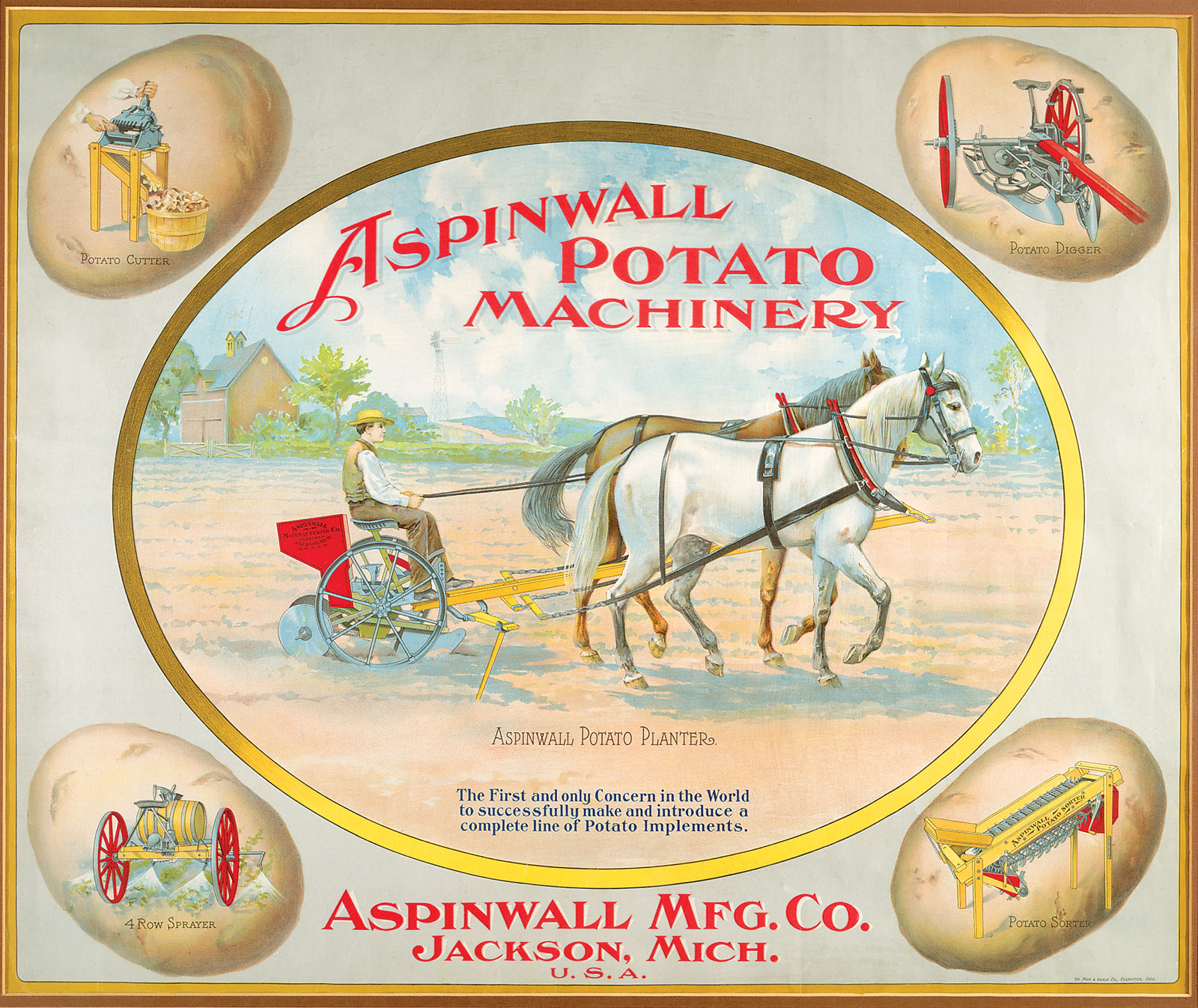 Chromolithograph Ad for Aspinwall Potato Planters - Farm Collector